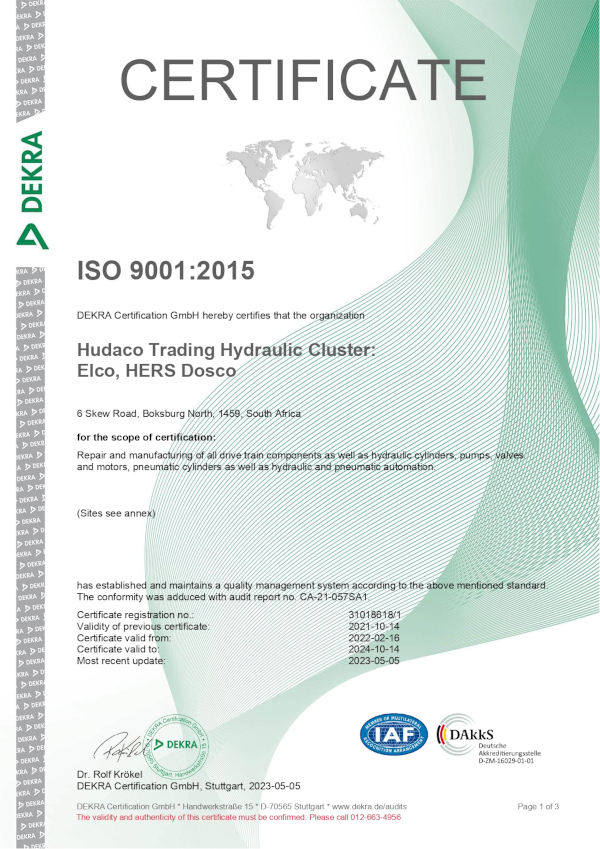 Certifications - Dosco Hydraulics